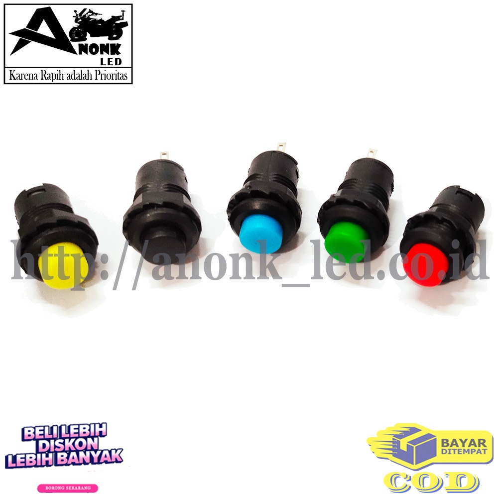 Jual Saklar Push On Button / Tombol Switch Bulat Warna 2 Kaki | Shopee ...