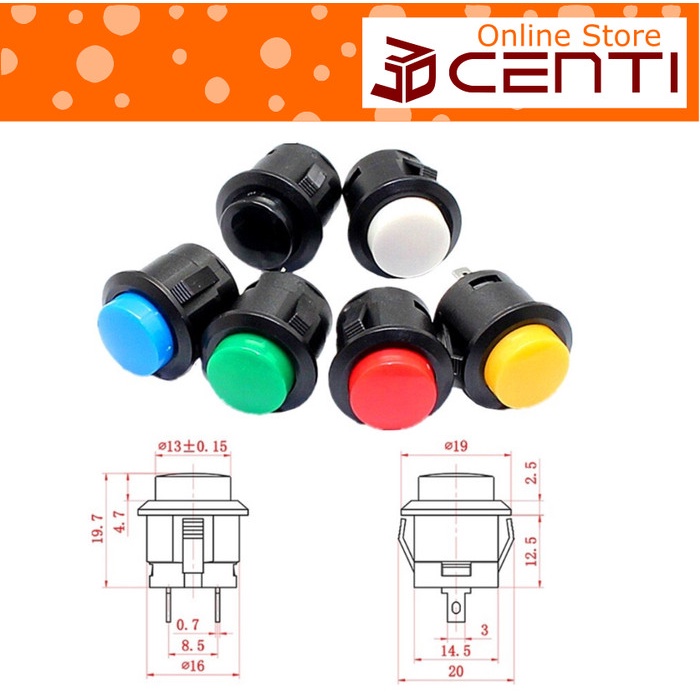 Jual Tombol Push Button R13 507 Saklar Self Reset Momentary Switch 16mm ...