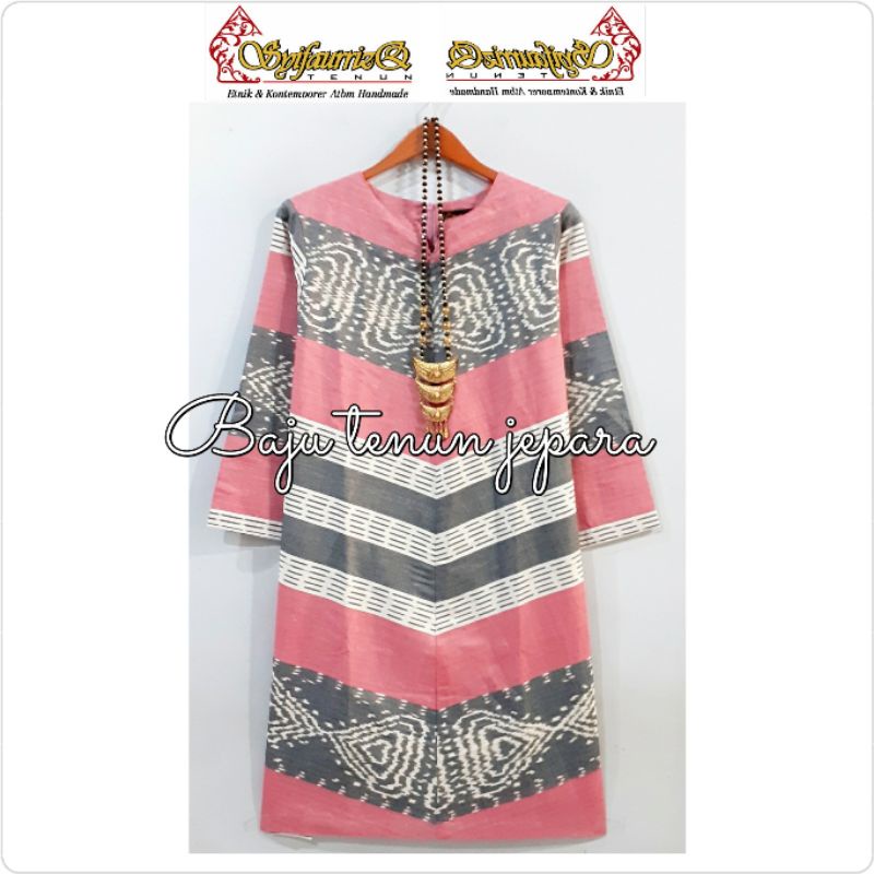 Jual Dress tenun serong etnik tros baju tenun jepara tunik tenun DTB103 | Shopee Indonesia
