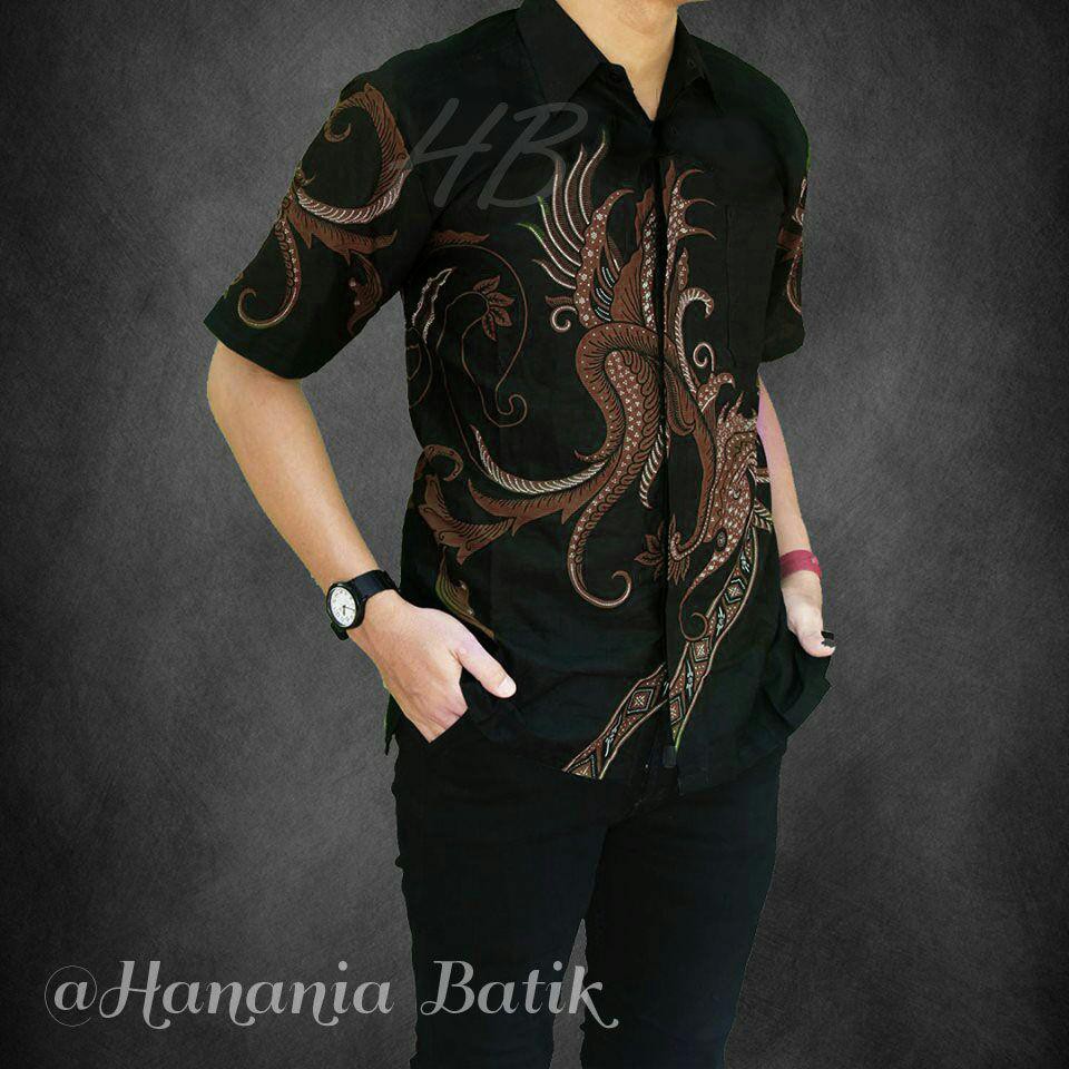 Jual Baju Batik | Kemeja Batik Pria | Batik Modern Hitam Sogan | Shopee ...