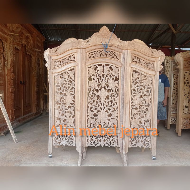 Jual SKETSEL KAYU JATI, PENYEKAT RUANGAN ASLI KAYU JATI | Shopee Indonesia