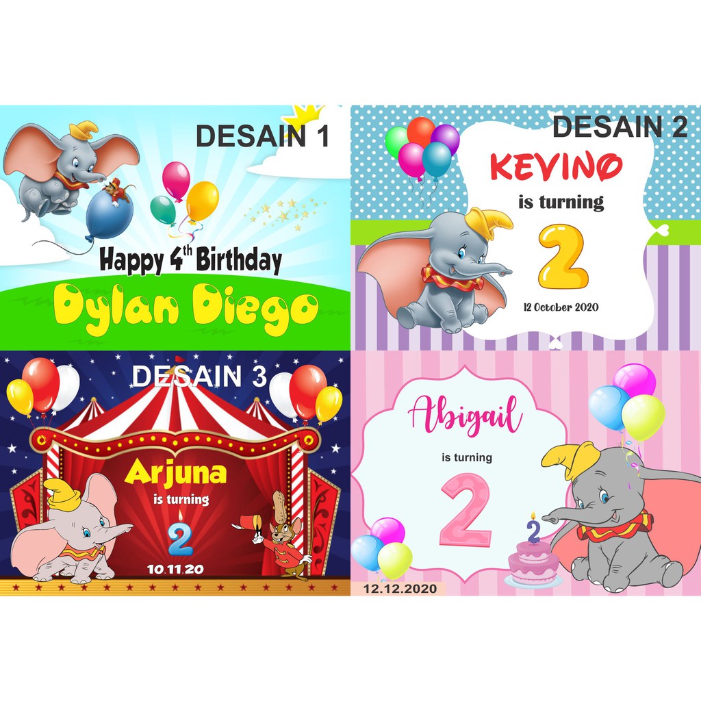 Jual STIKER LABEL ULTAH GOODYBAG/BENTO MOTIF DUMBO | Shopee Indonesia