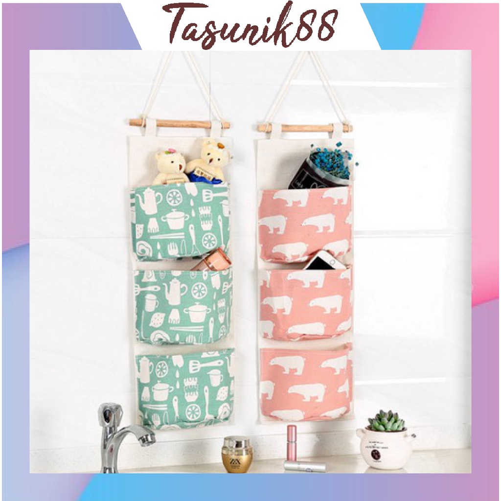Jual ⭐TasUnik88⭐ R506 Pouch Gantung 3 Sekat Serbaguna Storage Bag ...
