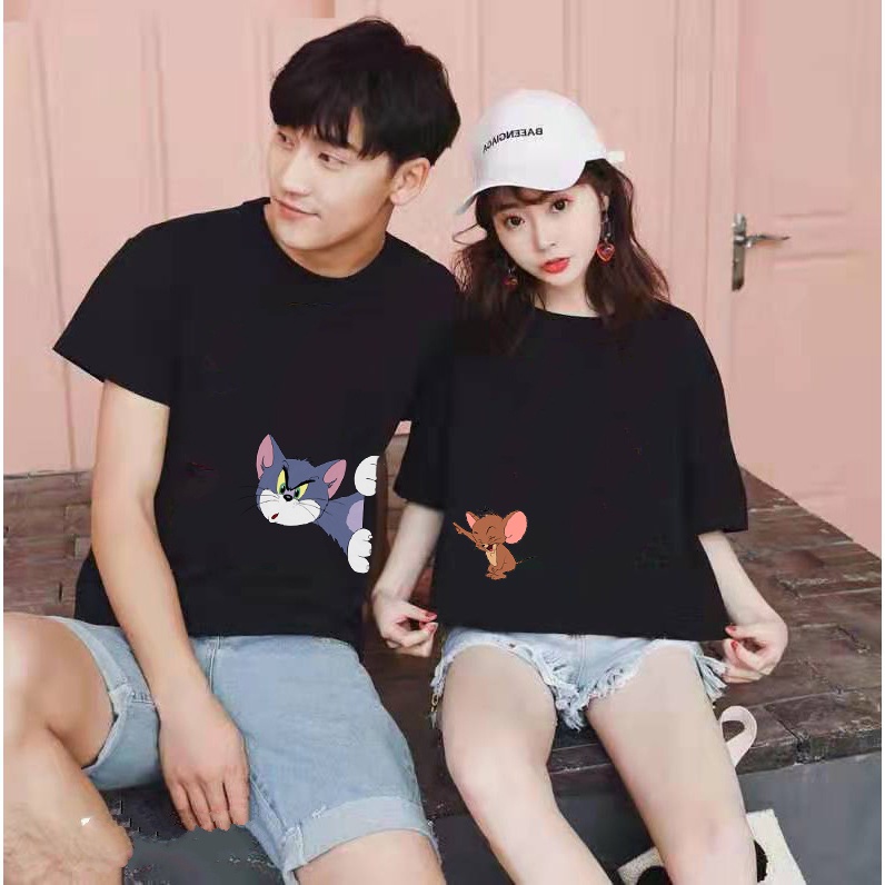 Jual kaos couple pasangan terbaru premium edisi kartun peeking tommy ...