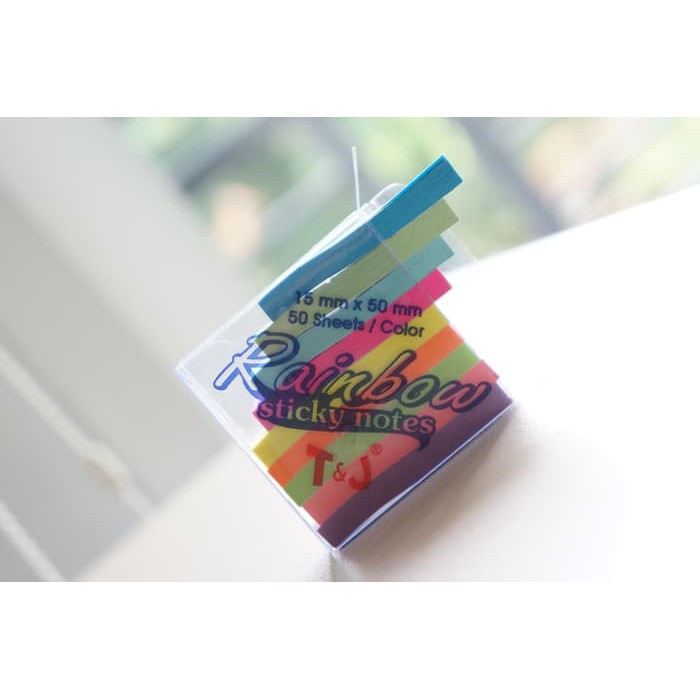 Jual T&J Sticky Notes Rainbow 9 Colors 15x50 mm - 50 Lembar per Warna ...