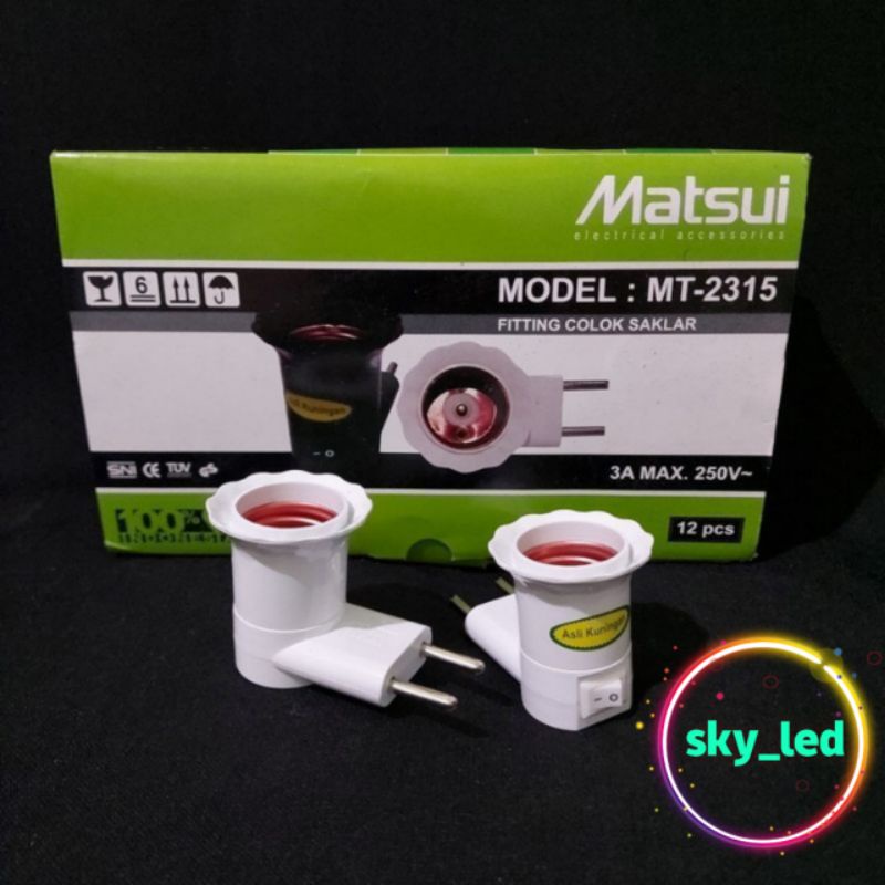 Jual Fitting colok + saklar / fitting colok+swich / putih/fitting E27 ...