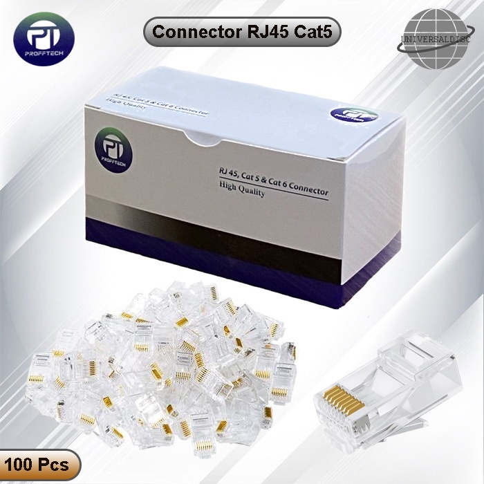 Jual Conector Rj45 Cat5 isi 100pcs RJ 45 NYK/Nippontech/PROFFTECH ...