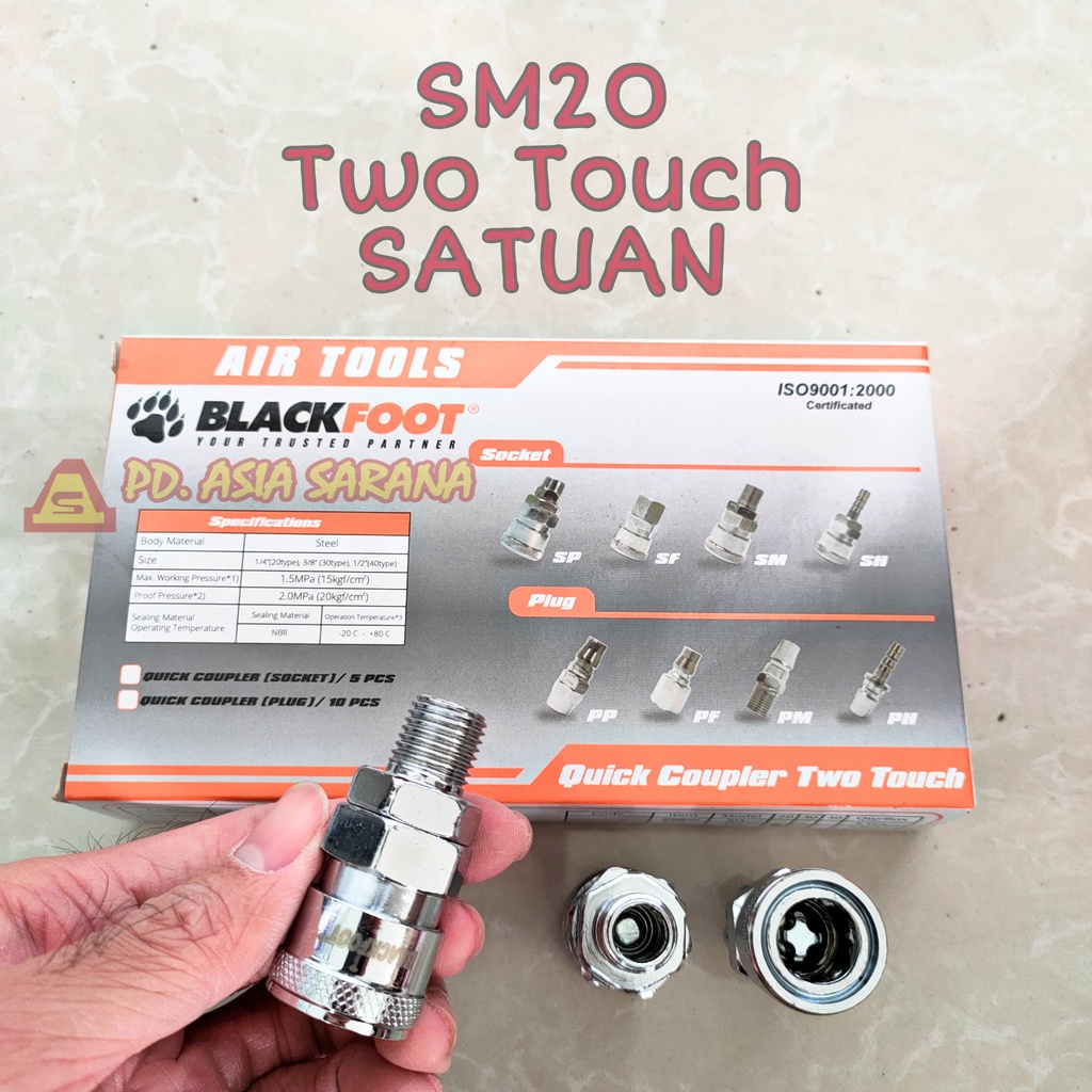 Jual [SM20 Two Touch] Air Quick Coupler BLACKFOOT Nepel Kopler Angin 20 SM AT.3.5.20SM | Shopee ...