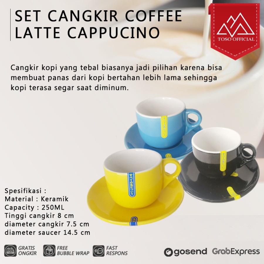 Jual CANGKIR GELAS KERAMIK CANGKIR KOPI CAPPUCINO SET COFFEE LATTE ...