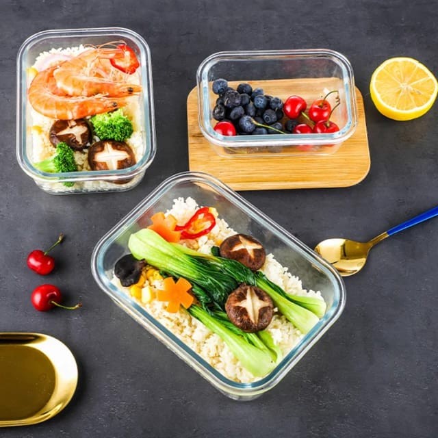 Jual Food Container Kotak Makan Kaca Set Tutup Kayu / Toples Makanan 1 ...