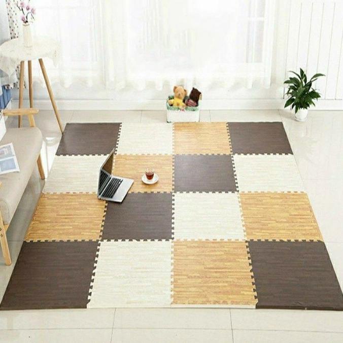 Jual Alas Lantai Karpet Puzzle Motif Kayu 9pcs | Shopee Indonesia