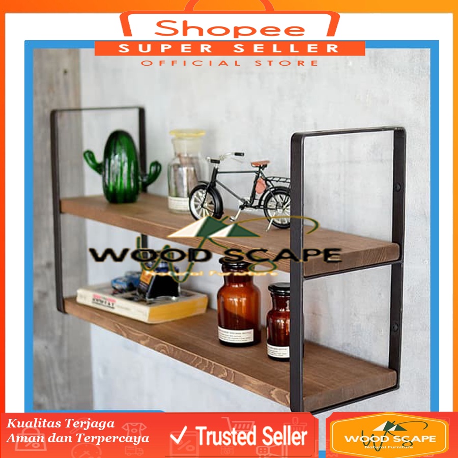 Jual Rak Dinding Tempel Kayu Besi Gantung rak minimalis LEBAE 10CM ...