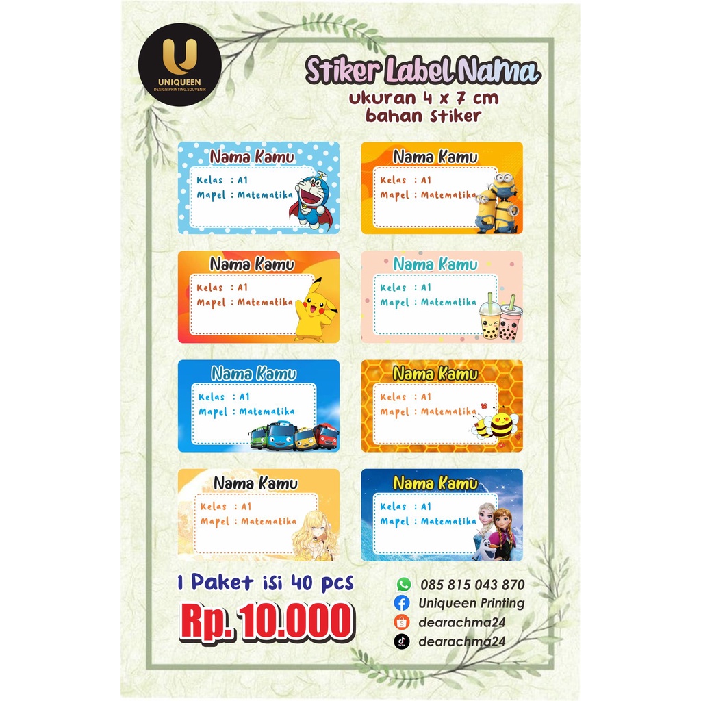 Jual Stiker Label Nama | Shopee Indonesia