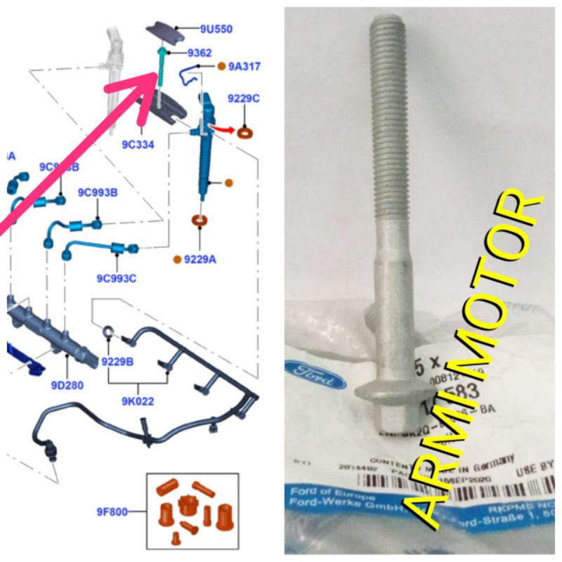 Jual Baut Injector Ford Ranger Everest 2.2 cc 3.2 cc Genuine Part Ford ...
