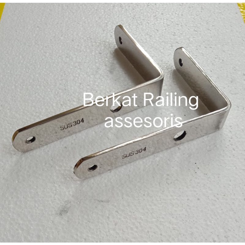 Jual Braket/kupingan Penjepit Tiang railing Kaca model L stainless ...