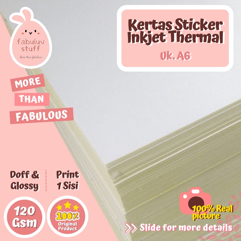 Jual Kertas Sticker Inkjet 120 gsm A6 Ukuran Printer Thermal | Shopee ...