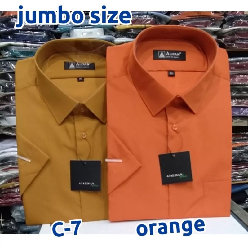 Jual kemeja ukuran jumbo alisan lengan pendek warna orenge tua dan ...