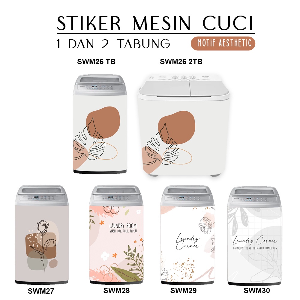 Jual Stiker Sticker Mesin Cuci 1 dan 2 Tabung Motif Tropical Kaktus ...