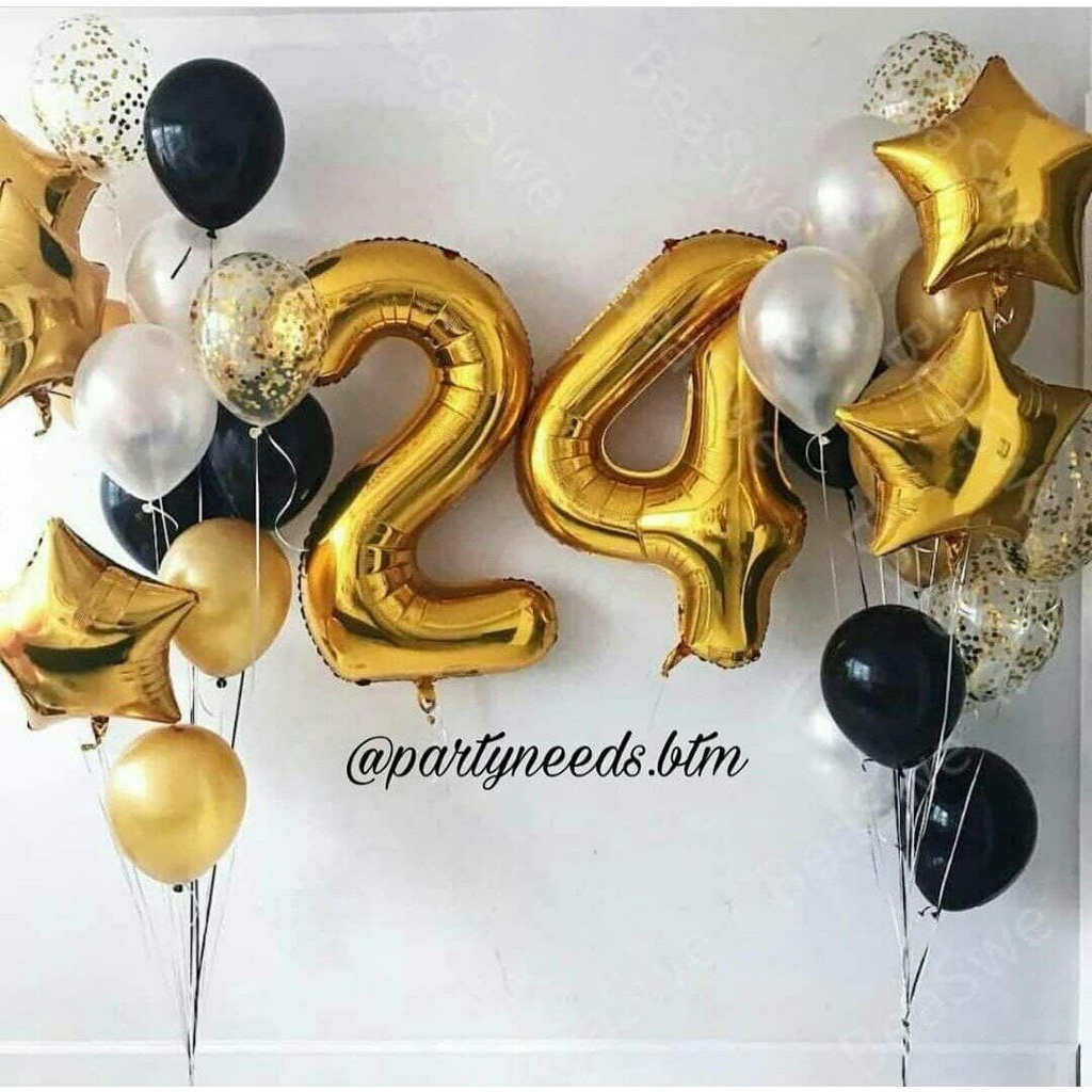 Jual BALON ANGKA JUMBO GOLD 100CM DAN 80CM DEKORASI ULANG TAHUN ...