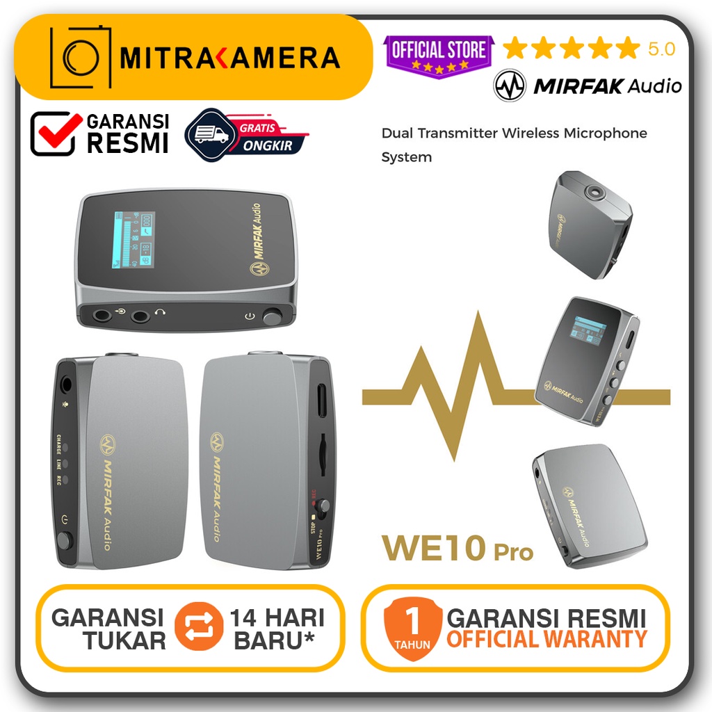 Jual Mirfak WE10 PRO Dual Channel Compact Wireless Microphone | Shopee ...