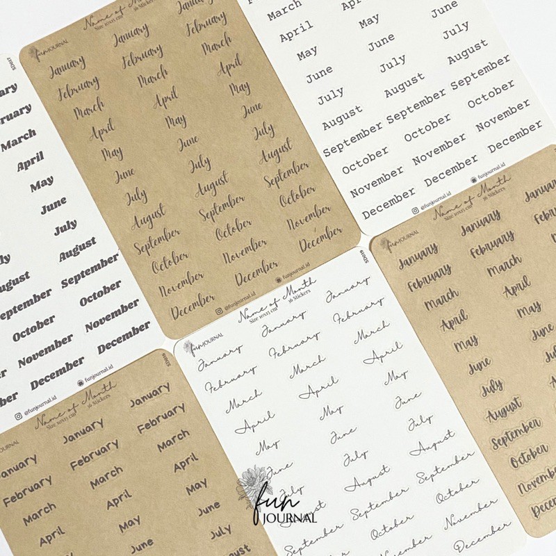 Jual NAME OF MONTH NAMA BULAN STICKER STICKER SHEET UNTUK JOURNAL ...