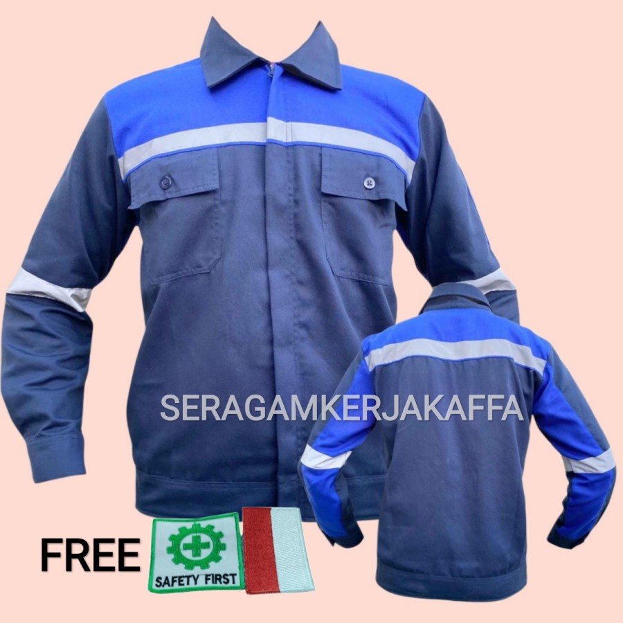 Jual bisa COD seragam kombinasi lengan panjang kemeja kerja seragam ...
