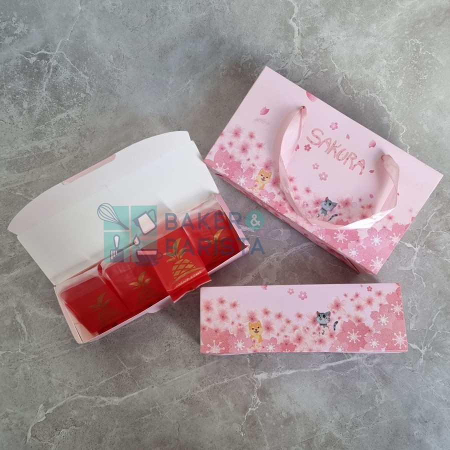 Jual Imlek Box Sakura Set 1box + paperbag pink box kue imlek roll bolu ...