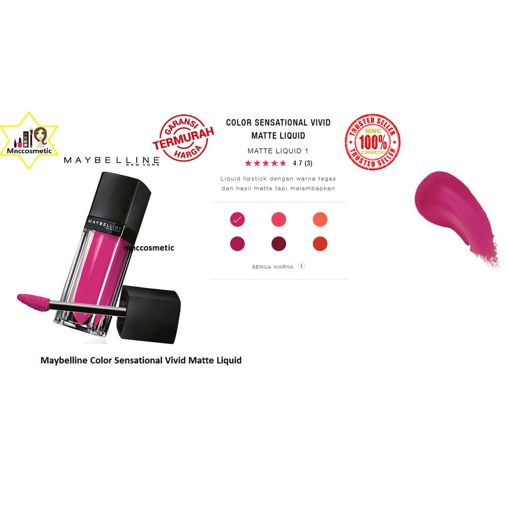 Jual Maybelline Color Sensational Vivid Matte Liquid Original | Shopee ...