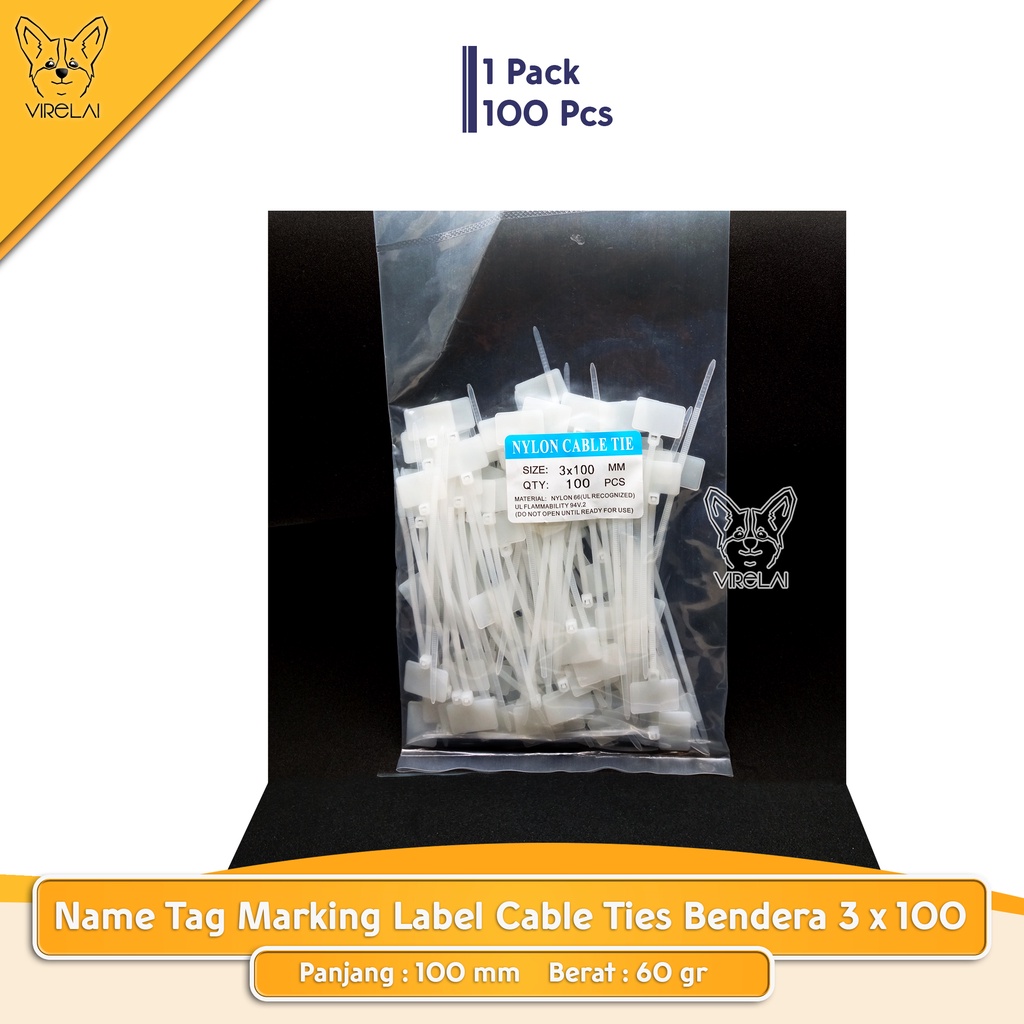 Jual [100 Biji] Name Tag Marking Label Cable Ties / Kabel Ties Label 3 ...