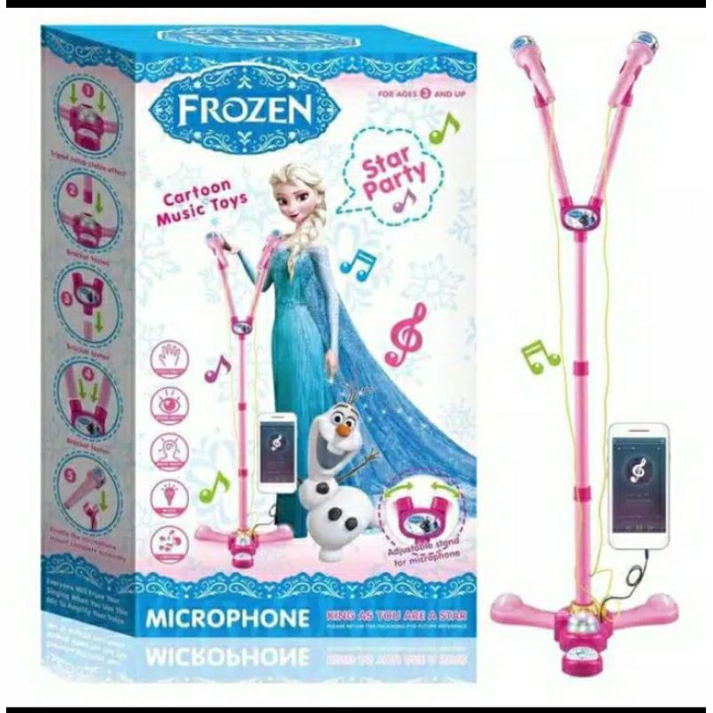 Jual MICROPHONE STANDING MIC MAINAN 2 CABANG elsa FROZEN | Shopee Indonesia