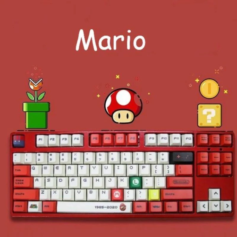 Jual 108 keys Oem Profile PBT tema Mario keycaps untuk Mechanical ...