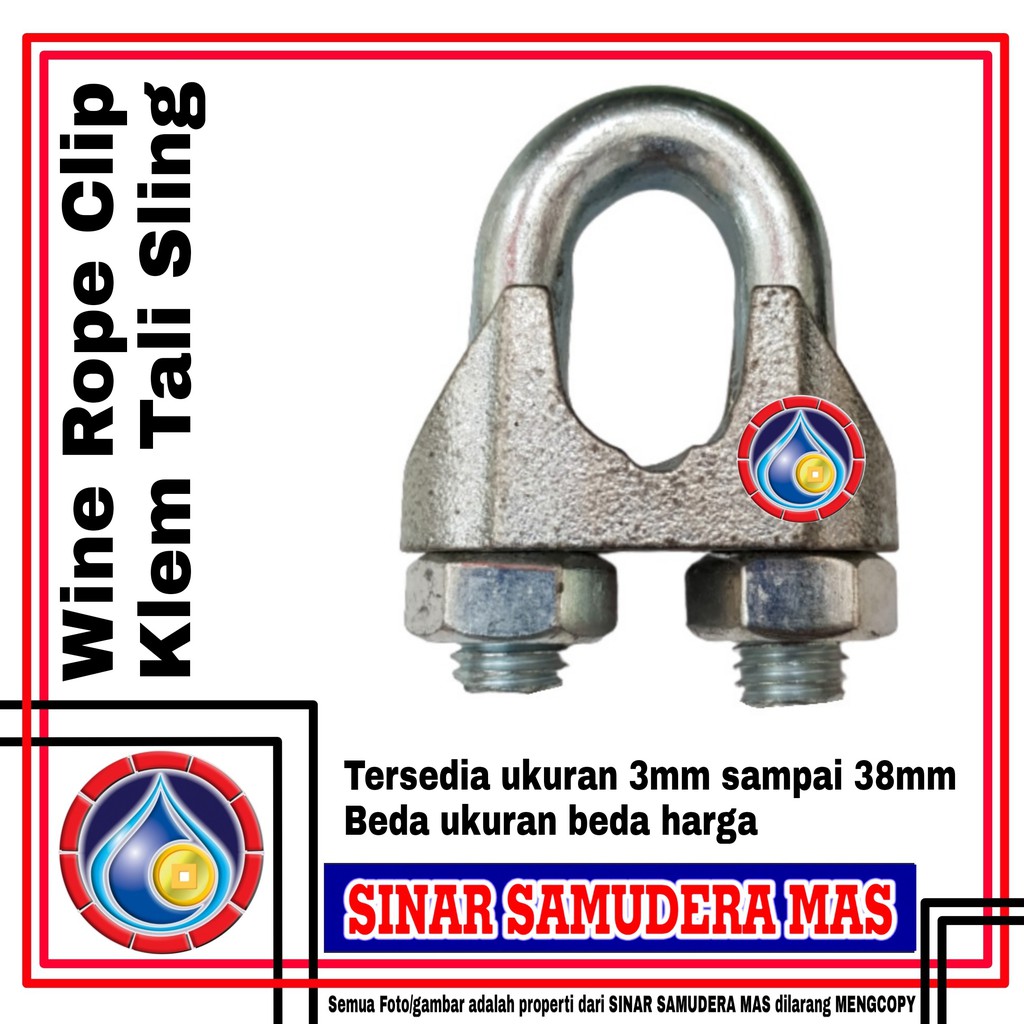 Jual KLEM SLING 30mm (11/2") - WINE ROPE CLIP GALV 30mm (11/2") - KLEM ...