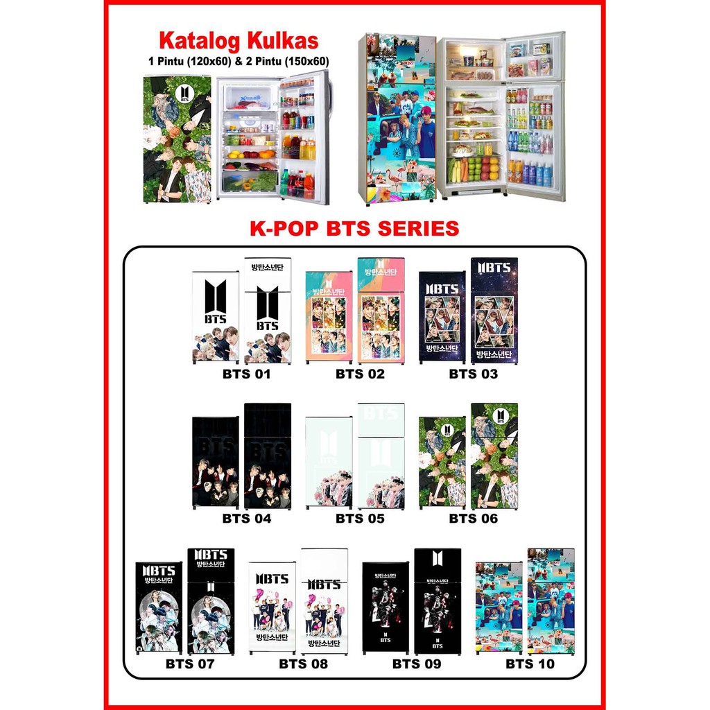 Jual STIKER KULKAS 1 PINTU DAN 2 PINTU MOTIF BTS KPOP DEKORASI RUMAH ...