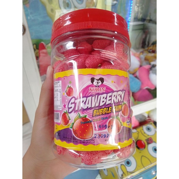Jual permen karet jadul korin strawberry stoberi toples isi 100 pcs ...