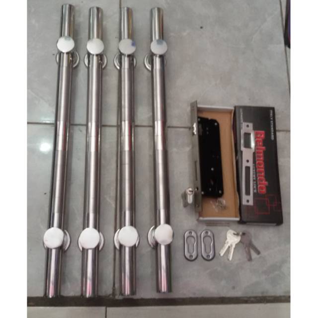 Jual Paket handle pintu stainless 60cm bambu 2set + body pelor | Shopee ...