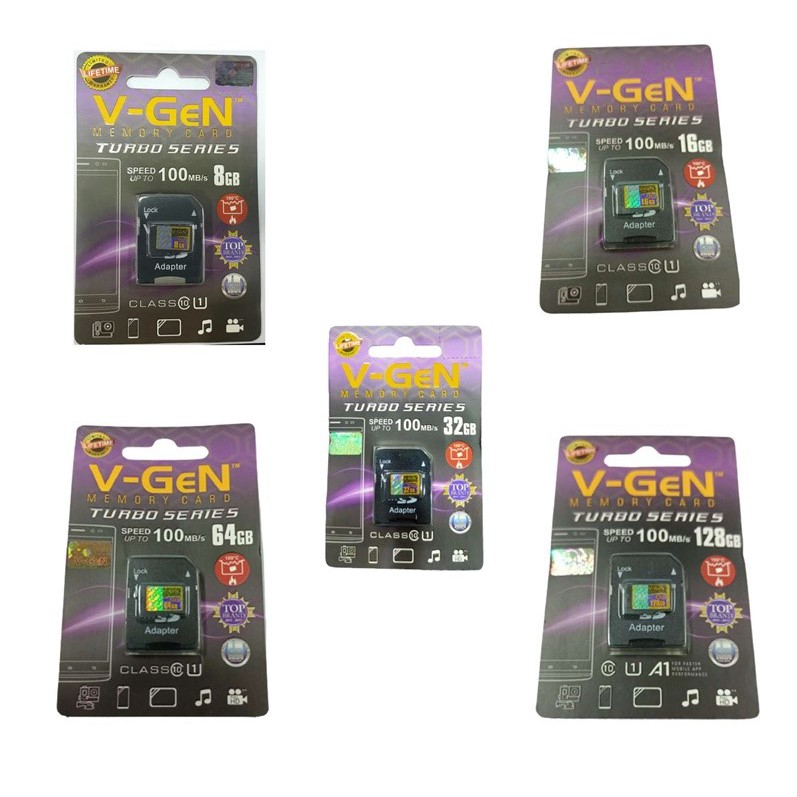 Jual V-GeN MicroSD Card TF 8GB 16GB 32GB 64GB 128GB Class 10 Turbo ...