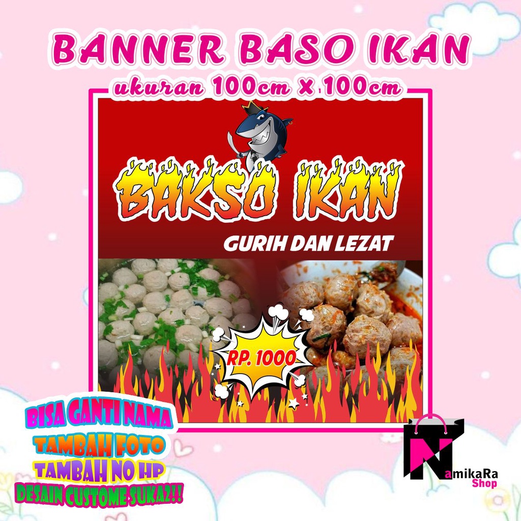 Jual Banner Spanduk Backdrop Bakso ikan/ Banner Baso Ikan Custome ...