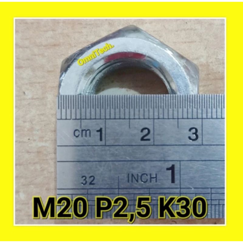 Jual Mur M20 M 20 Drat Kasar Pitch Drat 2,5 mm K30 Kunci 30 Putih Hex Nut Galvanis | Shopee ...