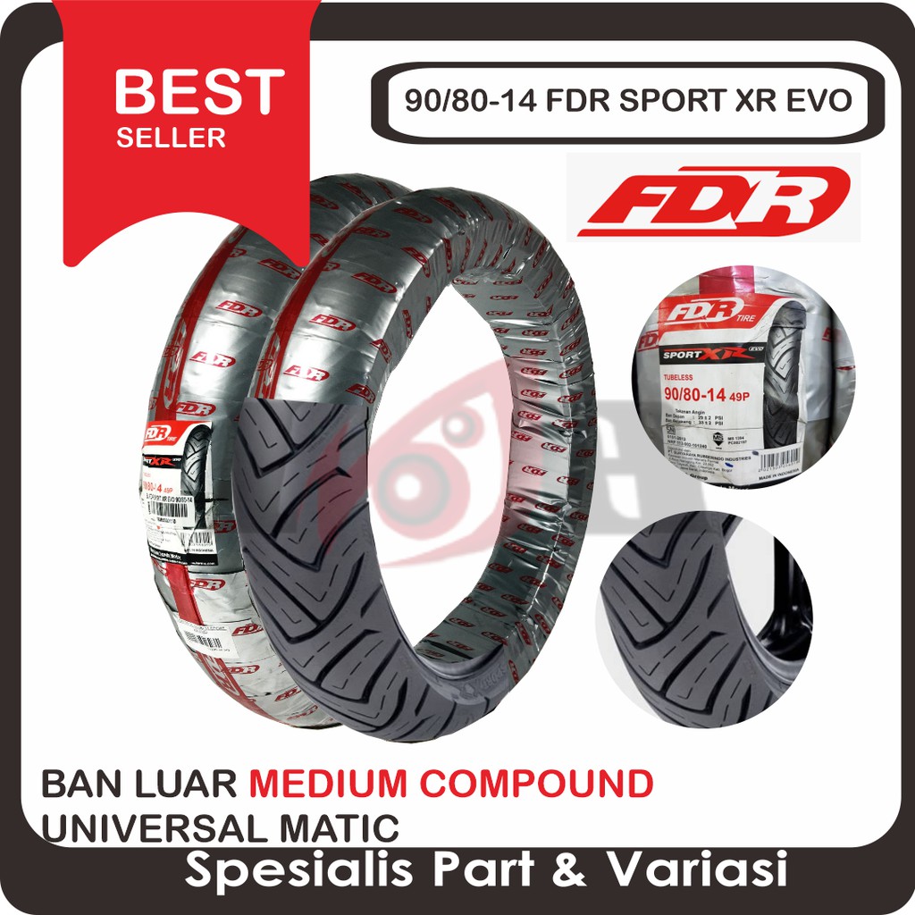 Jual FDR 90/80-14 Sport XR Evo Ban Tubeless Tubeles Motor Matic ...