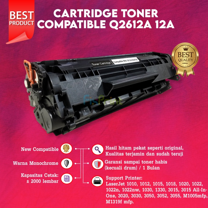Jual Cartridge Toner Compatible 12A Q2612A Printer Laserjet Canon LBP ...