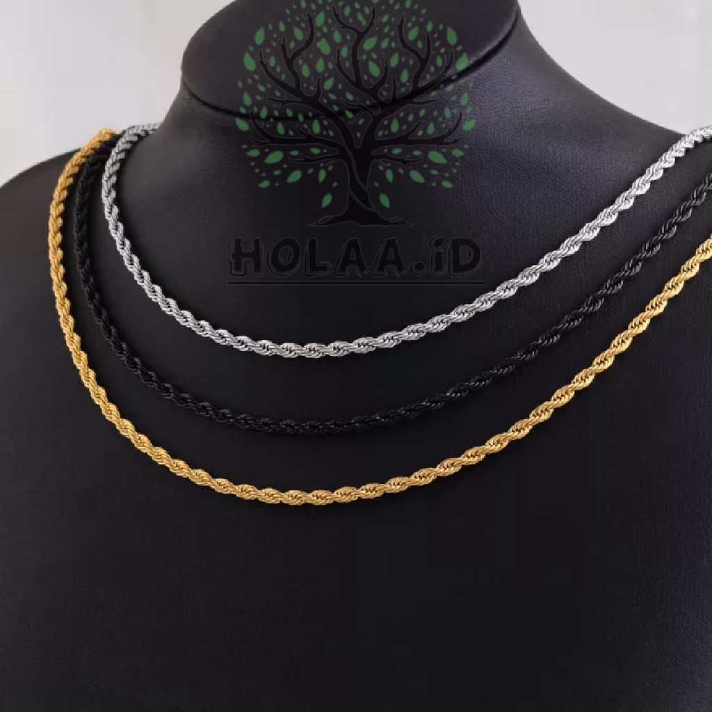 Jual Rantai Kalung Titanium Import 316L ROPE ( Tambang ) | Shopee Indonesia