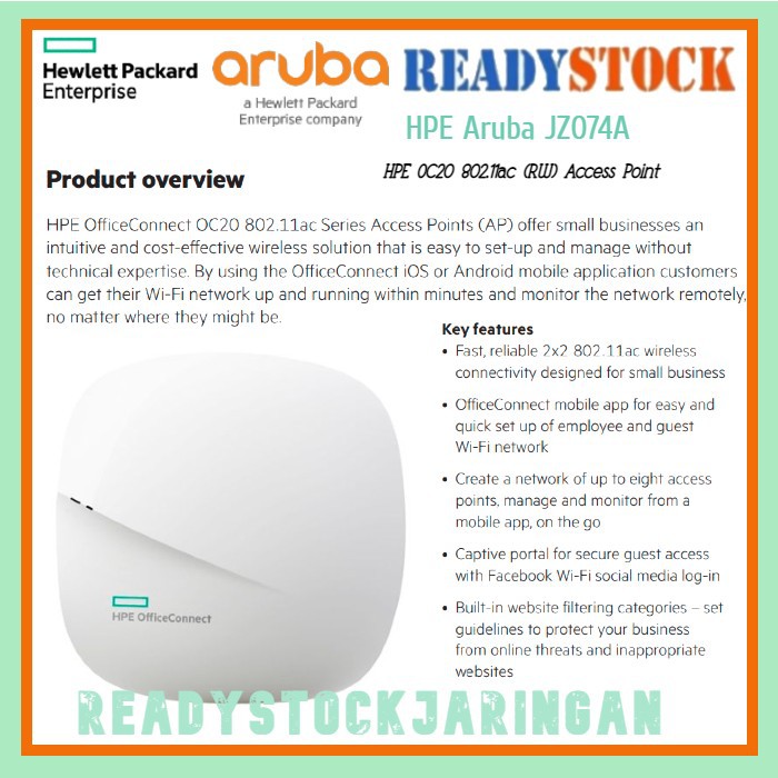 Jual HP JZ074A Access Point HPE OfficeConnect OC20 2x2 Dual Radio 802.11ac | Shopee Indonesia