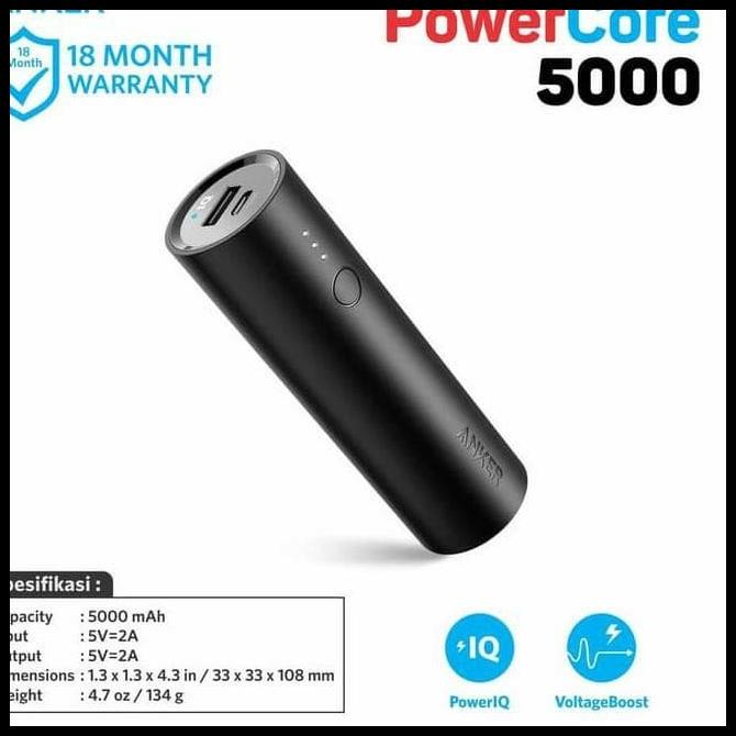 Jual Powerbank Anker Powercore 5000Mah A1109 Original Garansi Resmi Anker | Shopee Indonesia