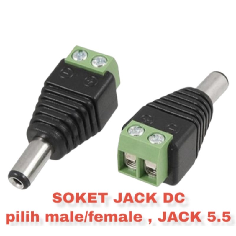 Jual Jack Soket Socket DC Konektor Connector Adaptor Baut Male Female CCTV Power Adapter ...