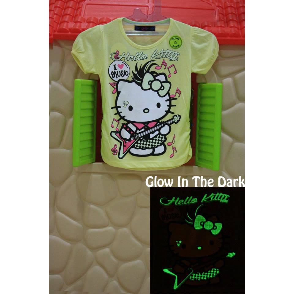 Jual Kaos / Baju Anak Glow In The Dark Hello Kitty ILM Kuning | Shopee ...