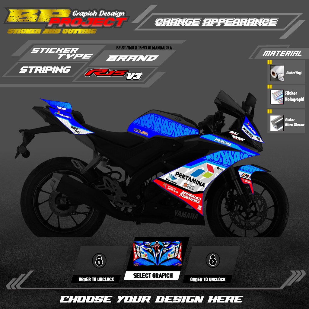 Jual Sticker Striping Semifull Yamaha R 15 V3 / R15 V3 - STRIPING Lis ...