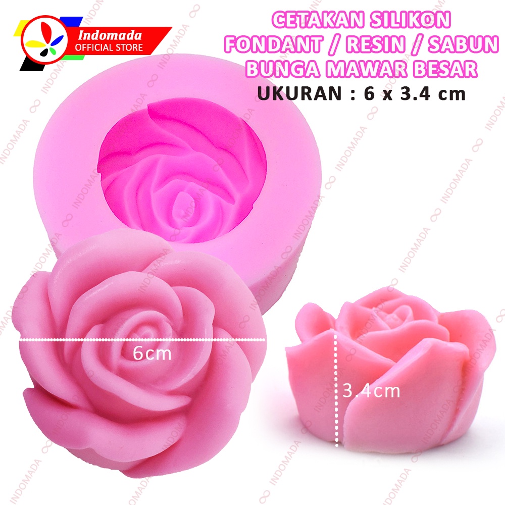Jual Indomada Cetakan Fondant Silikon Bunga Mawar Besar Jumbo 6 x 3.4 ...