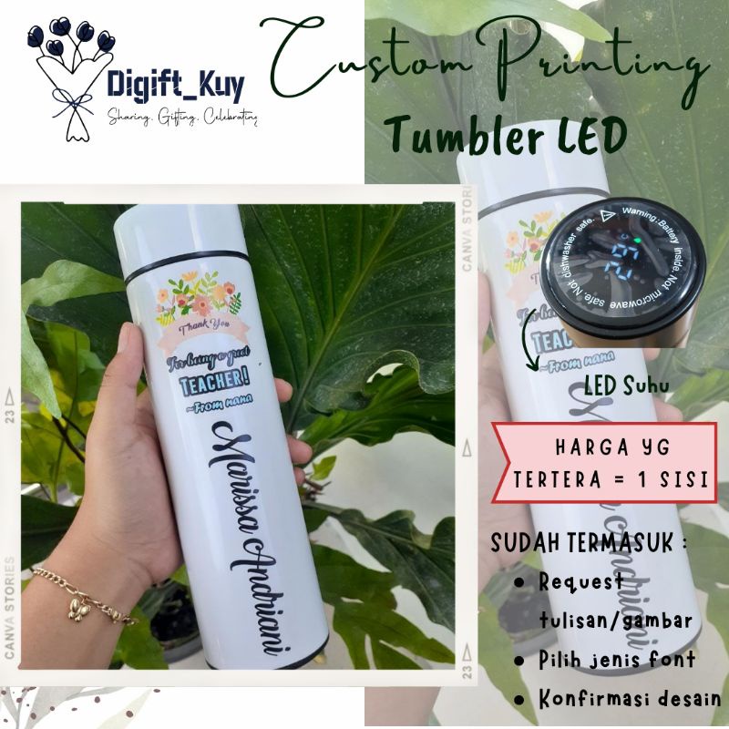 Jual Tumbler Custom LED [Free Kotak Kado] Tumbler Custom LED Printing ...