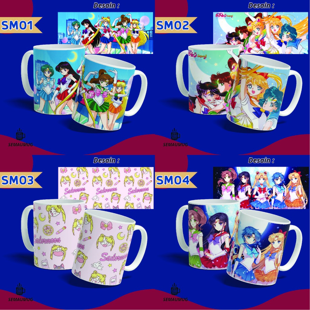 Jual MUG SAILOR MOON USAGI MARS MERCURY KADO ANIME GELAS CANGKIR PRINT ...