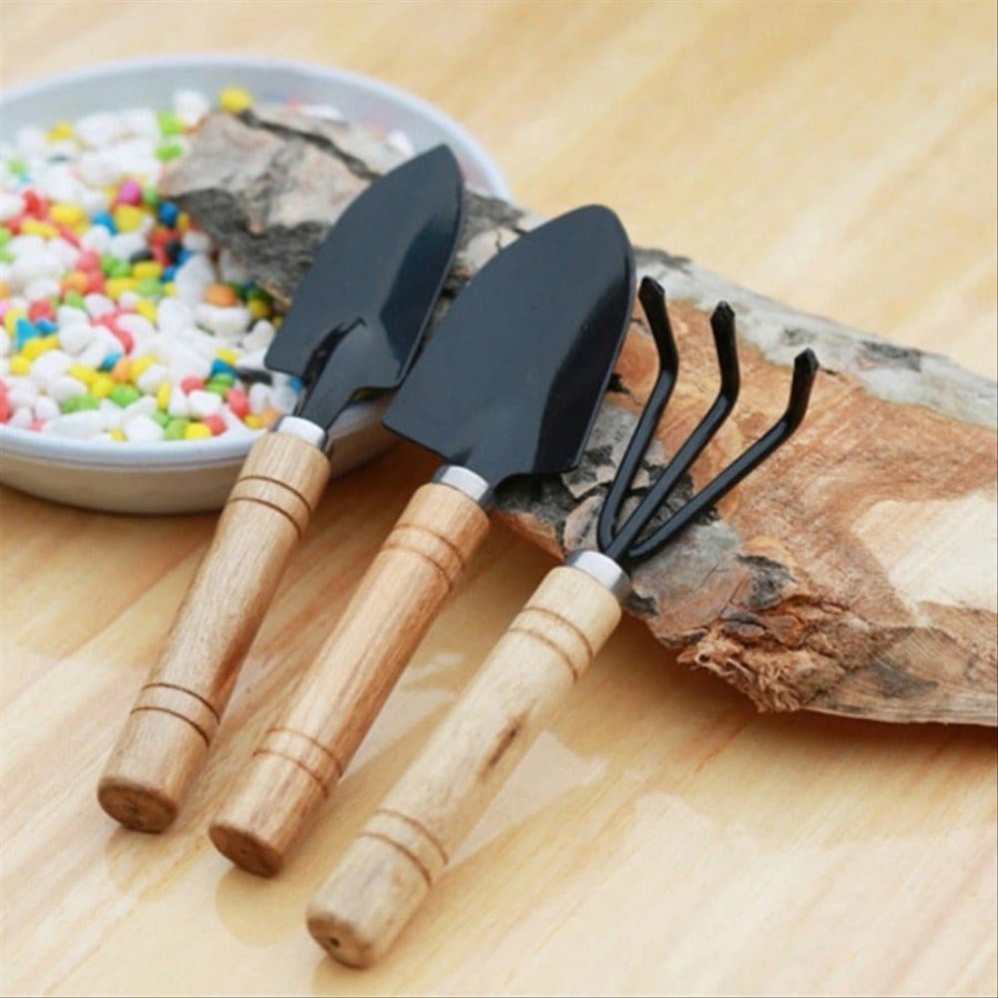 Jual Sekop Mini Alat Berkebun 3 in 1 Gagang Kayu Garden Tool Set Isi 3 ...